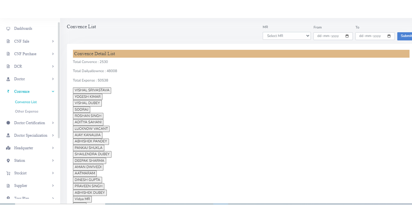 MR reporting software & App - (Daily Call Report)
